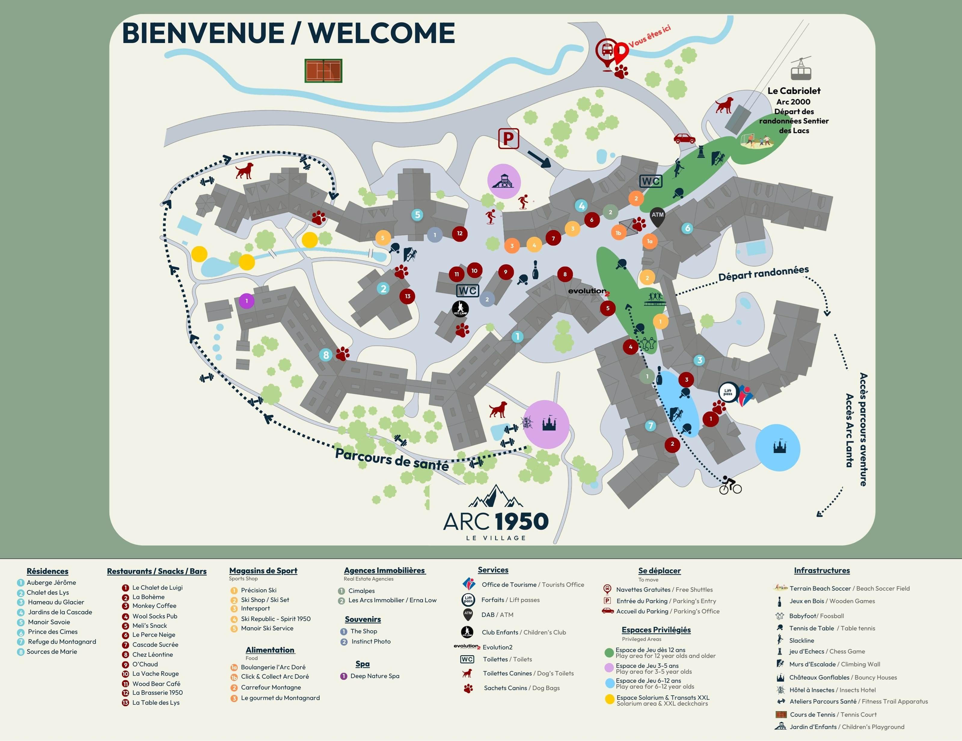 Plan du village | Arc 1950, station de ski des Arcs